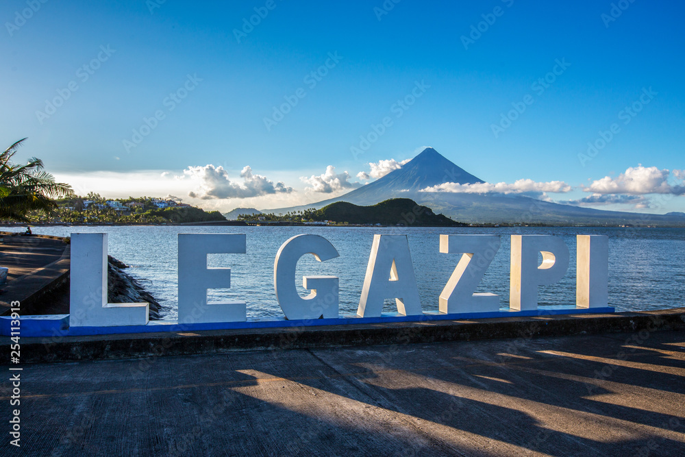 Mayon volcano,view from Legazpi Boulevard view point,Philippines Stock ...