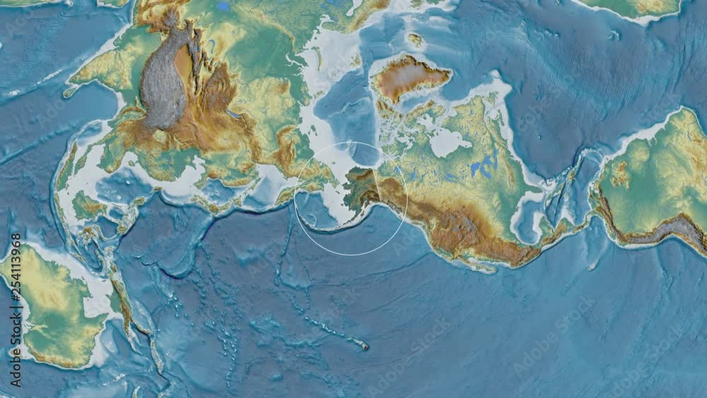 United States Alaska area presented against the global relief map in ...