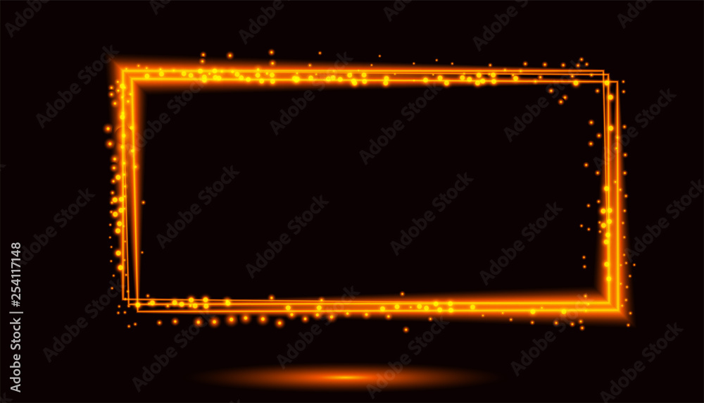 Vector golden light frames and design elements . glowing magic square ...