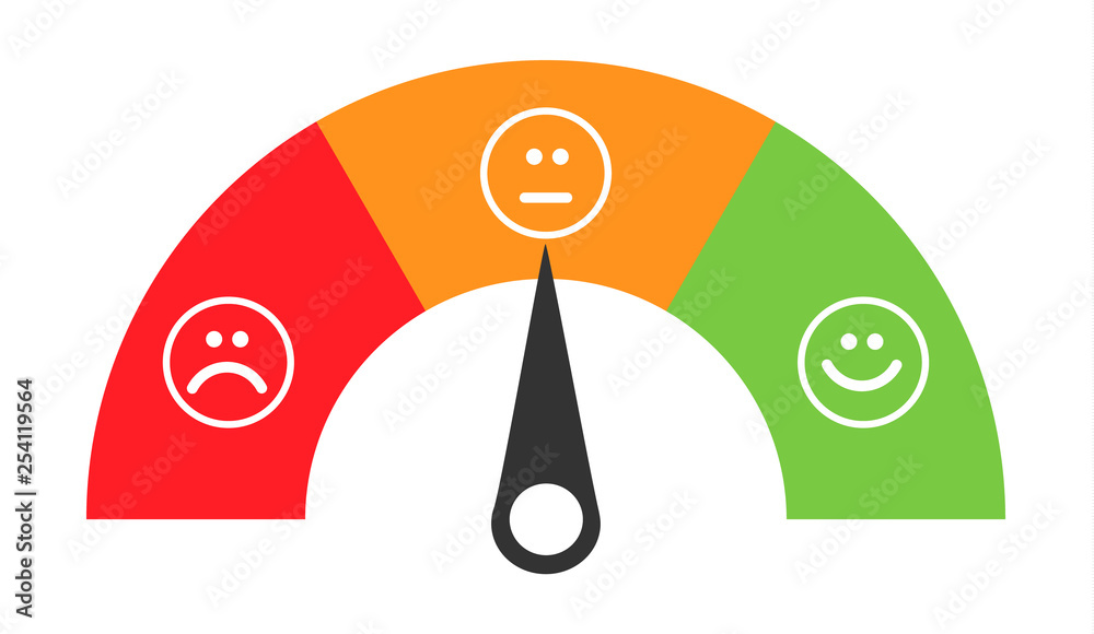 Customer icon emotions satisfaction meter with different symbol on ...
