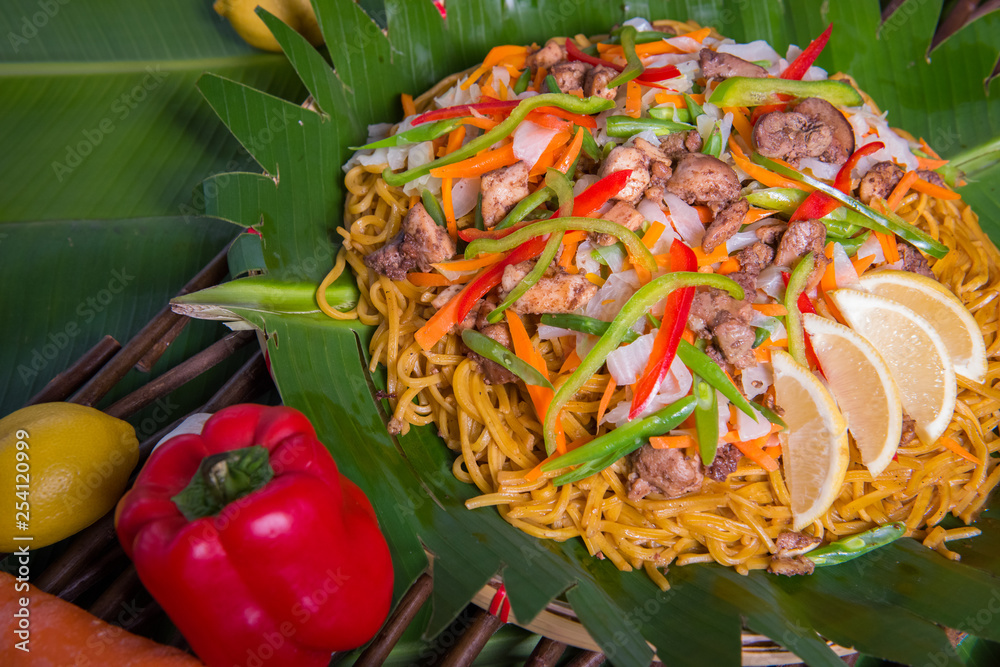 Pancit Guisado Bilao - Filipino noodles Bilao Stock Photo | Adobe Stock