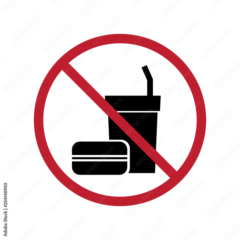No food allowed symbol, isolated on white background. Prohibition sign ...