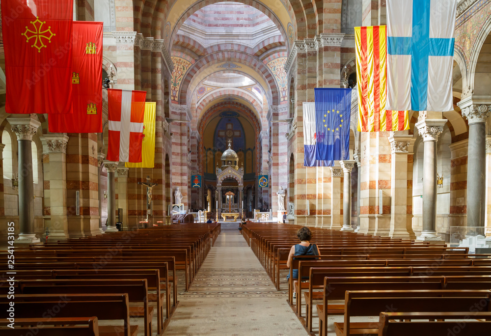 Interior of Marseille Cathedral (Cathédrale de la Major) a Roman ...