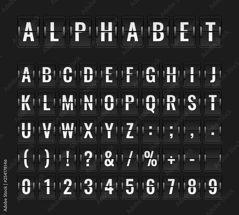 Vetor de Flip font. Airport flight board info panel departure ...