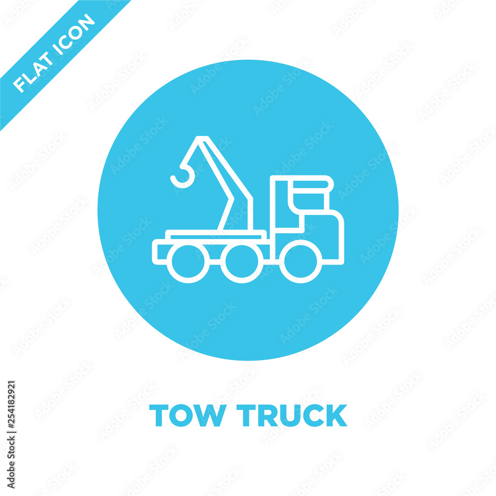 tow truck icon vector. Thin line tow truck outline icon vector ...