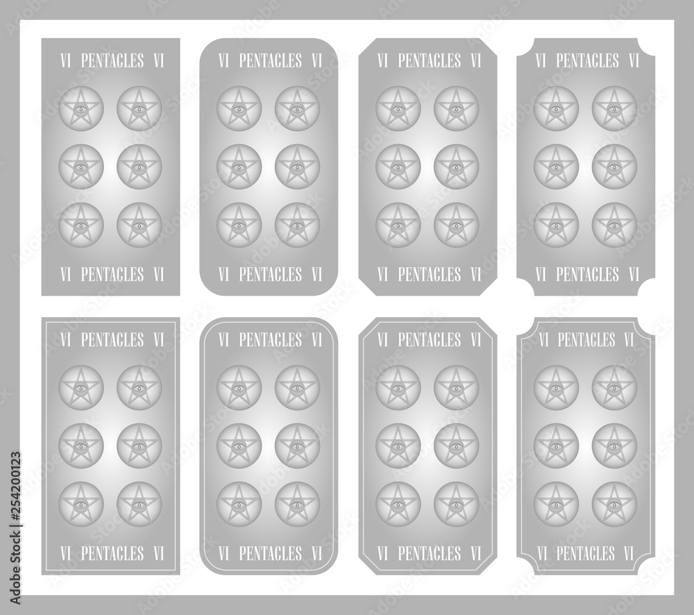 Six of pentacles Tarot of the symbols silver and white Stock Vector ...