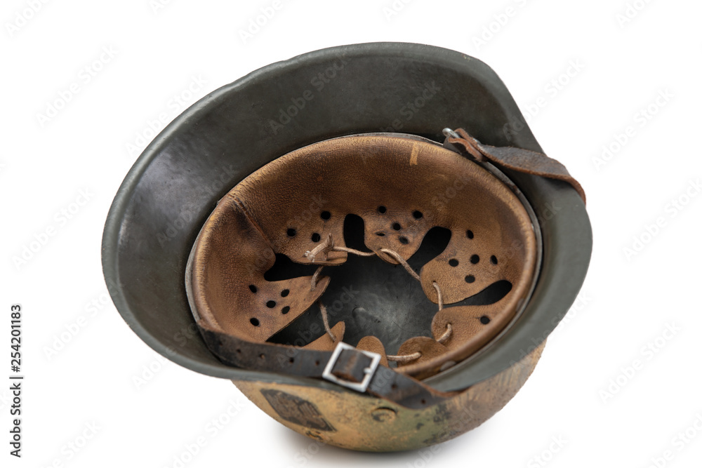 German World War Two (Stahlhelm M1942) military helmet, Normandy 1944 ...