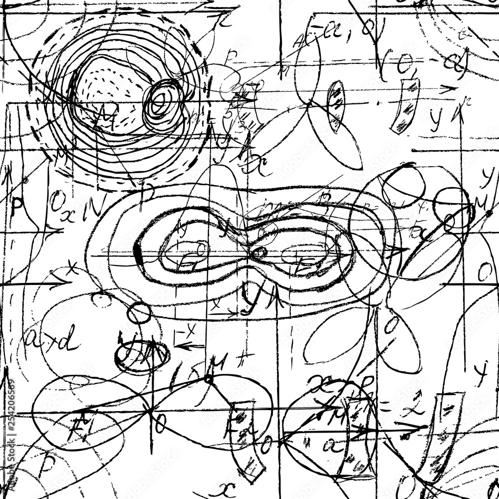Mathematical seamless texture with handwritten math, algebra and ...