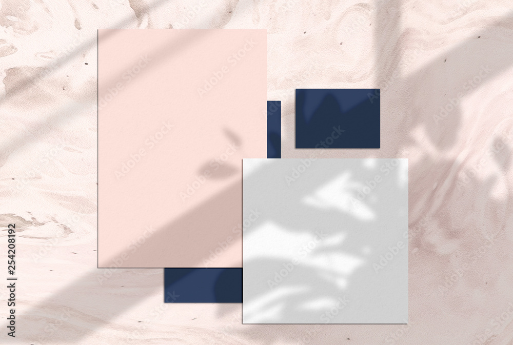 scene, stationery mock up for social media with shadow. Background with ...