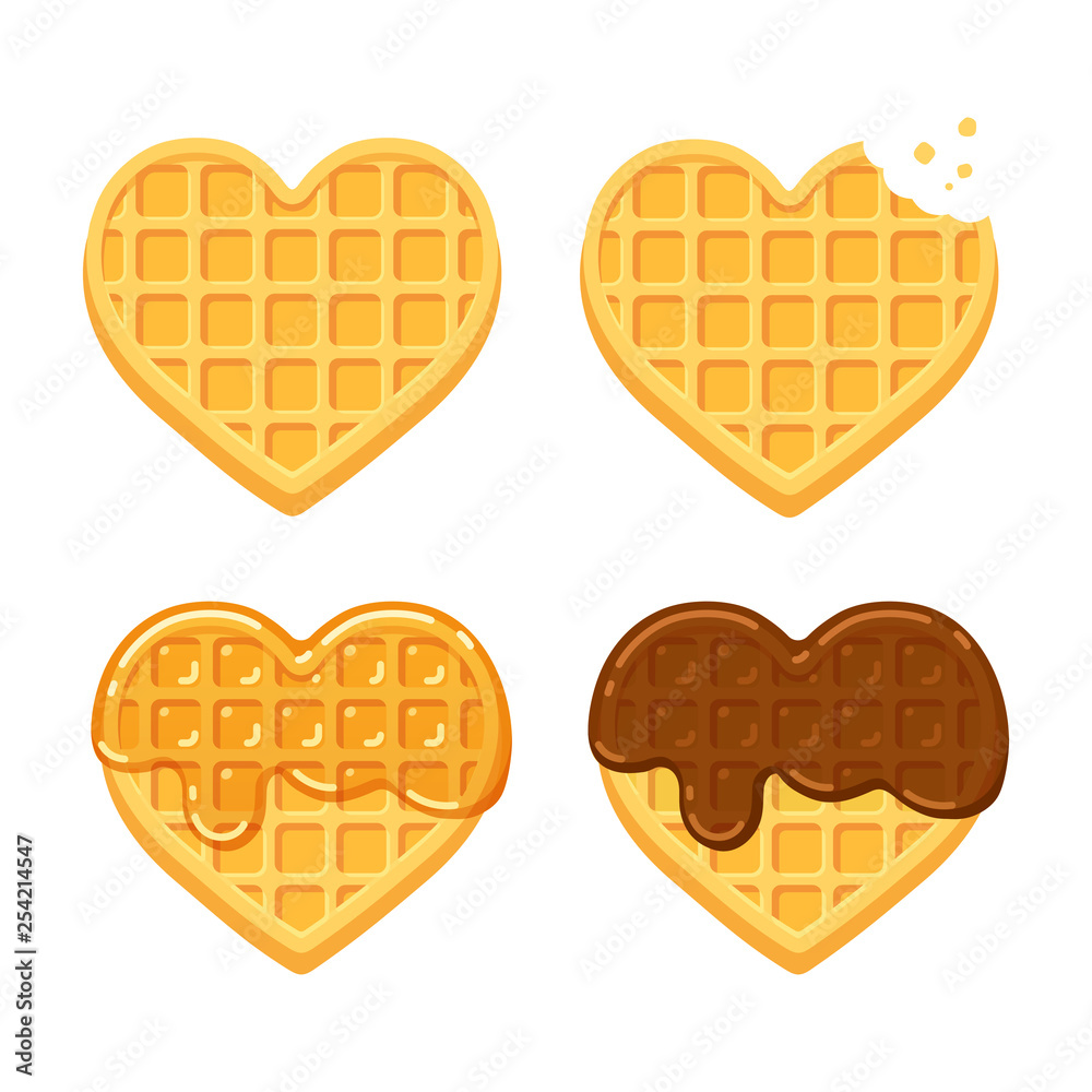 Heart shaped waffles Stock Vector | Adobe Stock