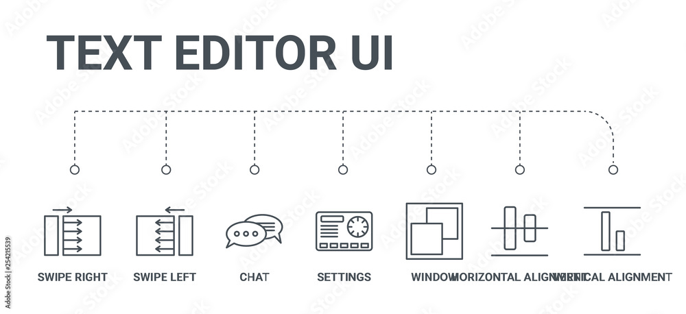 simple set of 7 line icons such as vertical alignment, horizontal ...