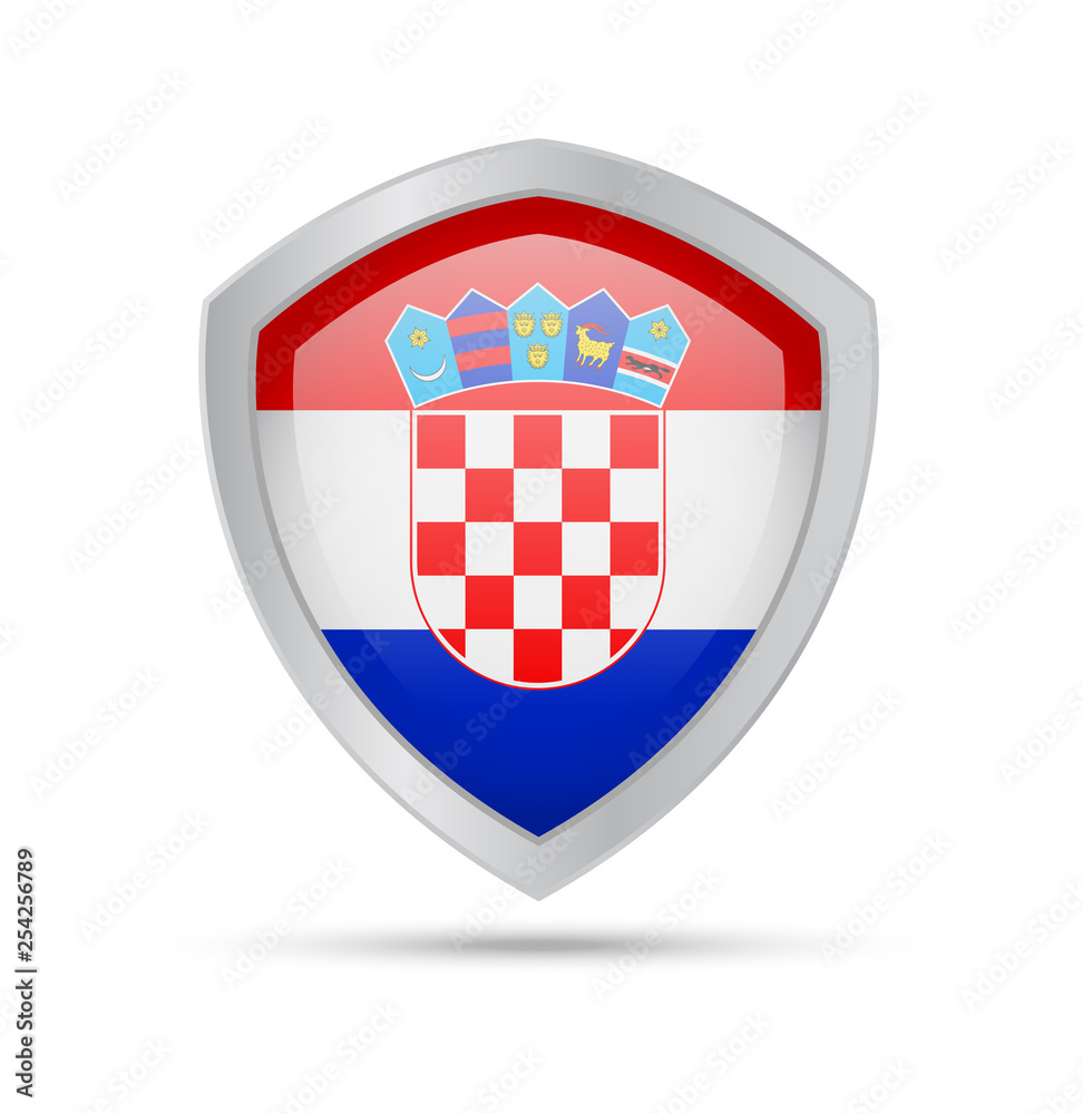 Shield with Croatia flag on white background. Vector illustration ...