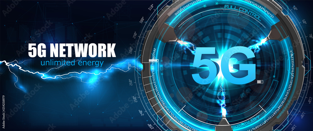 5G new wireless internet wifi connection. Fifth innovative generation ...