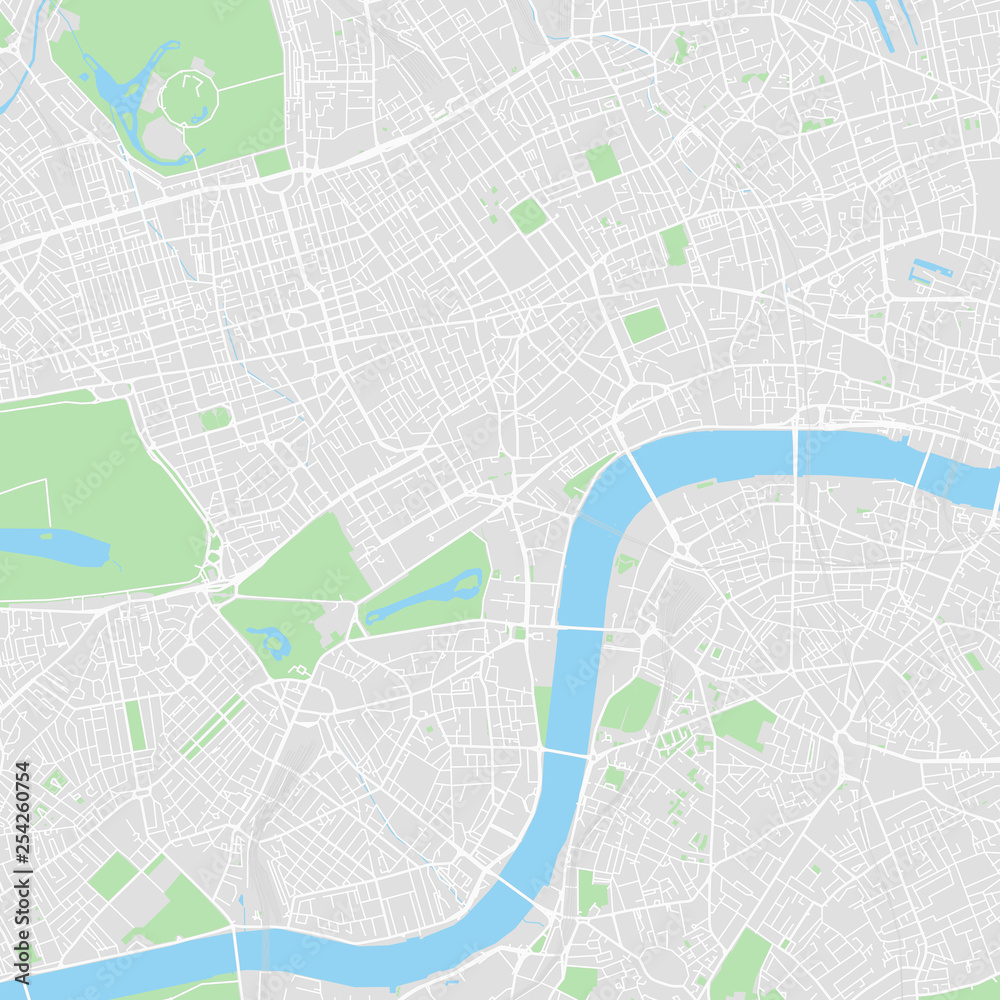 Downtown vector map of London, United Kingdom Stock Vector | Adobe Stock
