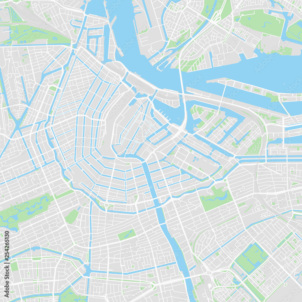 Downtown vector map of Amsterdam, Netherlands Stock Vector | Adobe Stock