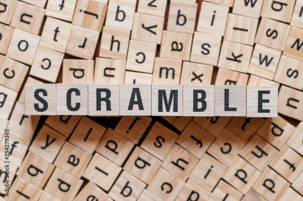 text of SCRAMBLE on cubes Stock Photo | Adobe Stock