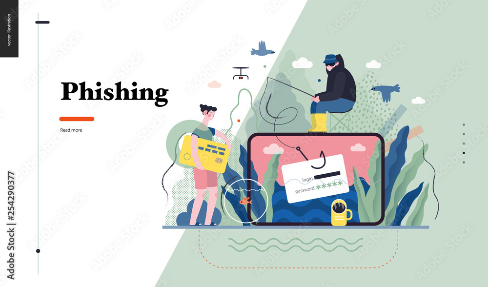 Technology 1 Phishing Flat Vector Concept Digital Illustration Of
