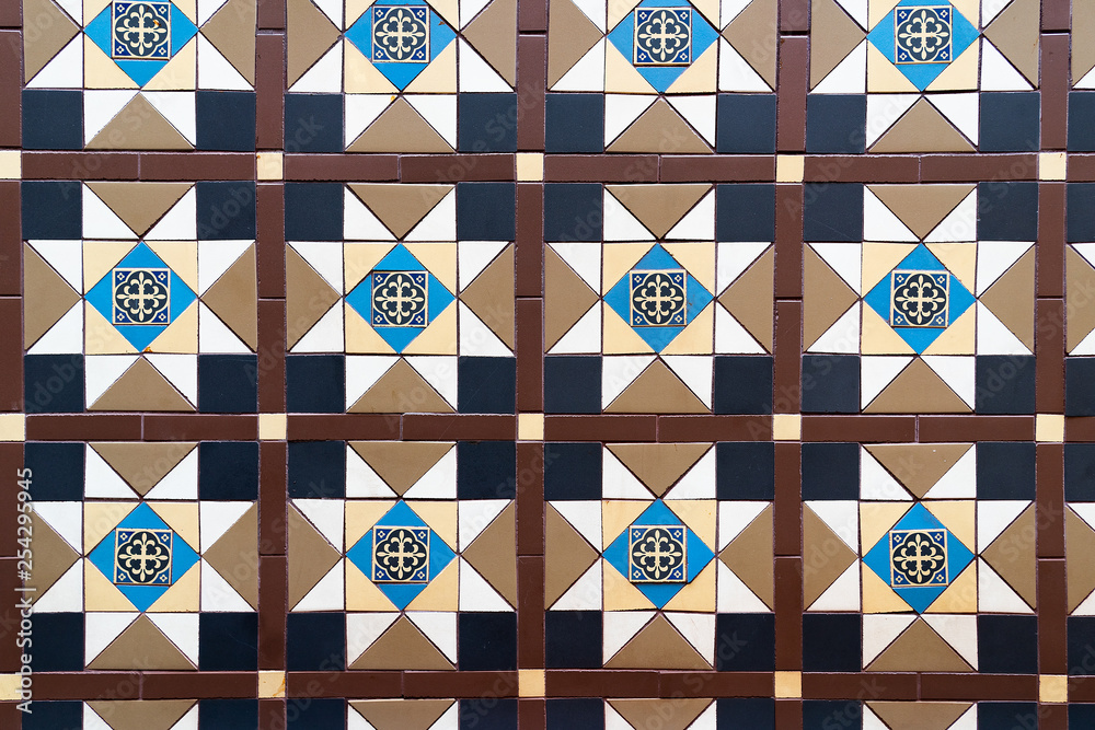 Brown Blue Combination Square Mosaics Bathroom Wall Tiles Texture ...