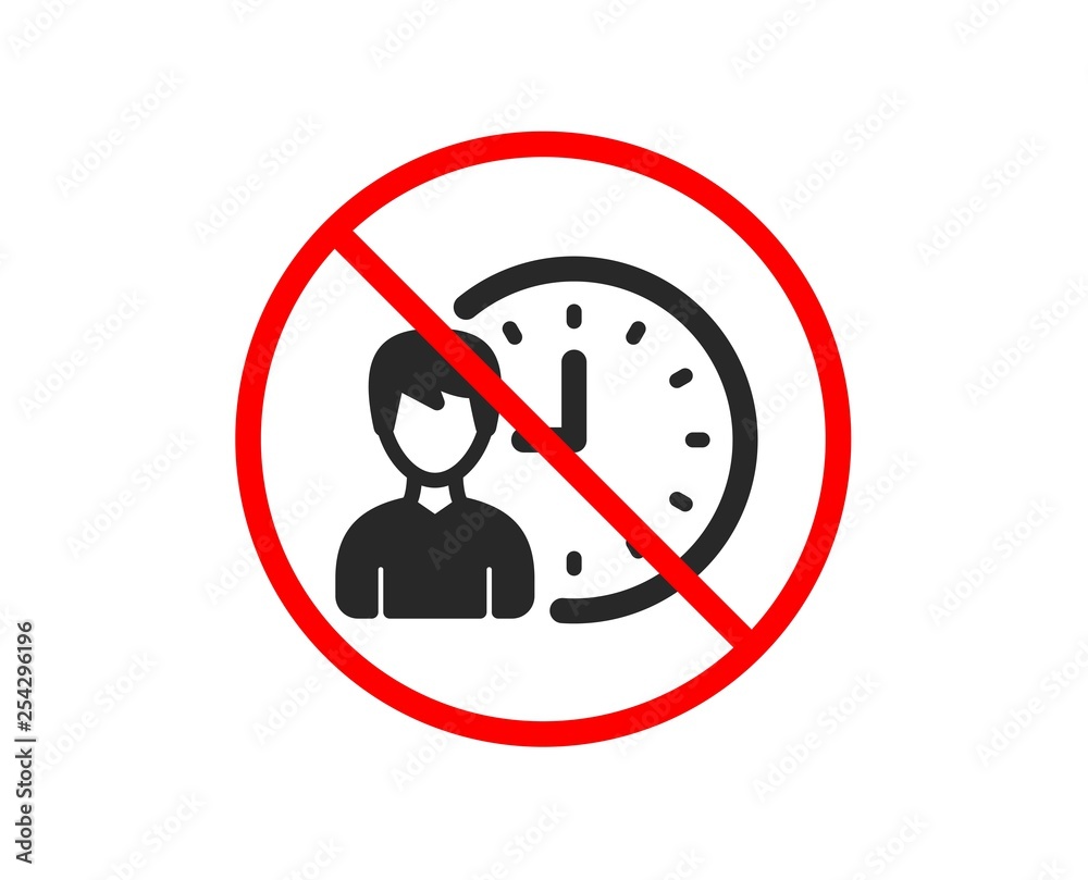 No or Stop. Business project deadline icon. Working hours or Time ...