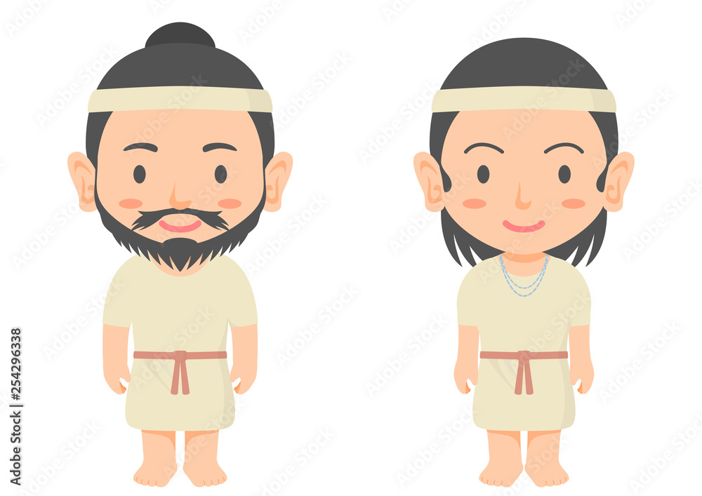 弥生時代の男性と女性 Stock Illustration | Adobe Stock