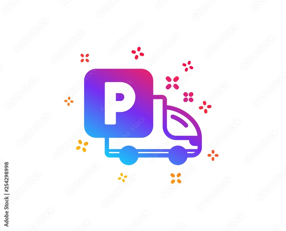 Truck parking icon. Car park sign. Transport place symbol. Dynamic ...