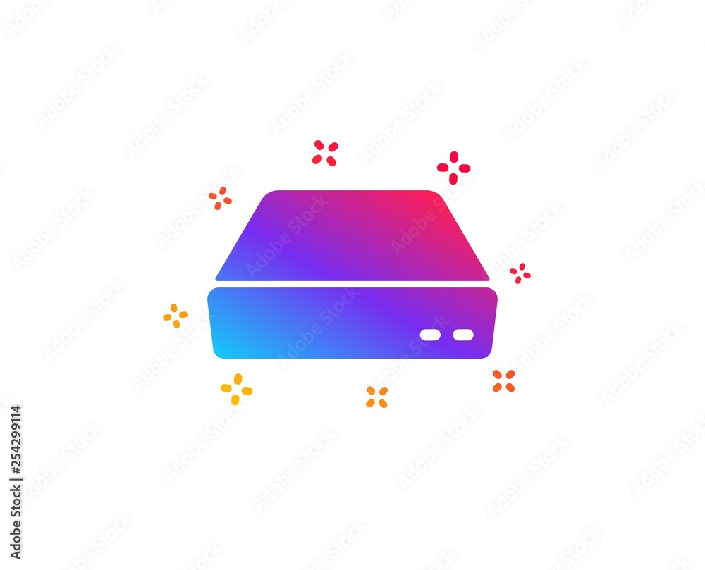 Mini pc icon. Small computer device sign. Dynamic shapes. Gradient ...