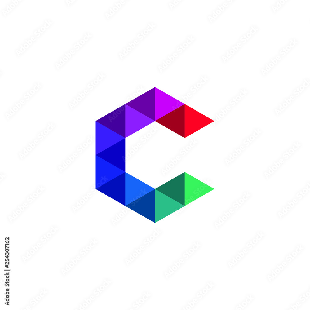 Letter C Lowercase polygon Style Colorful Alphabet Font Logo Vector ...
