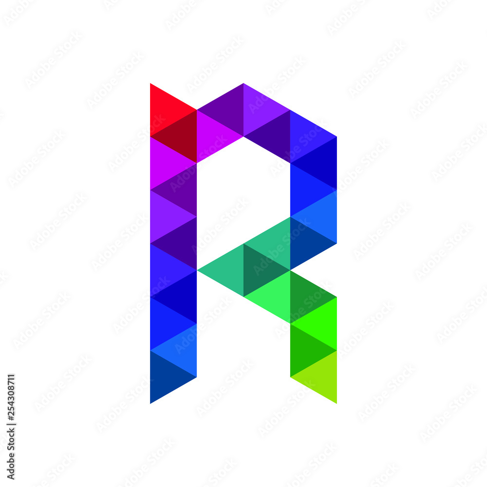 R Letter Colorful Polygon Geometric Font Alphabet Typography Logo ...