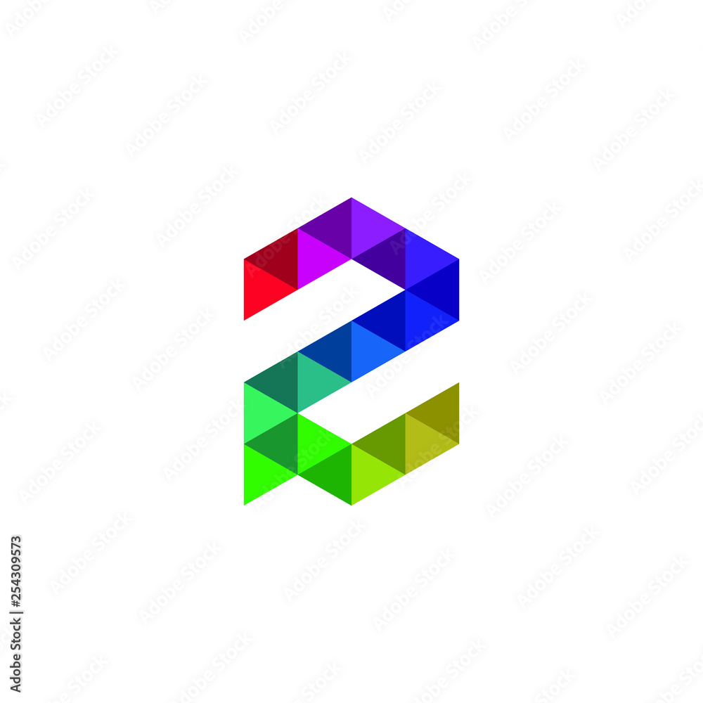 Letter z Polygon Style Geometric Alphabet Font Logo Vector Illustration ...