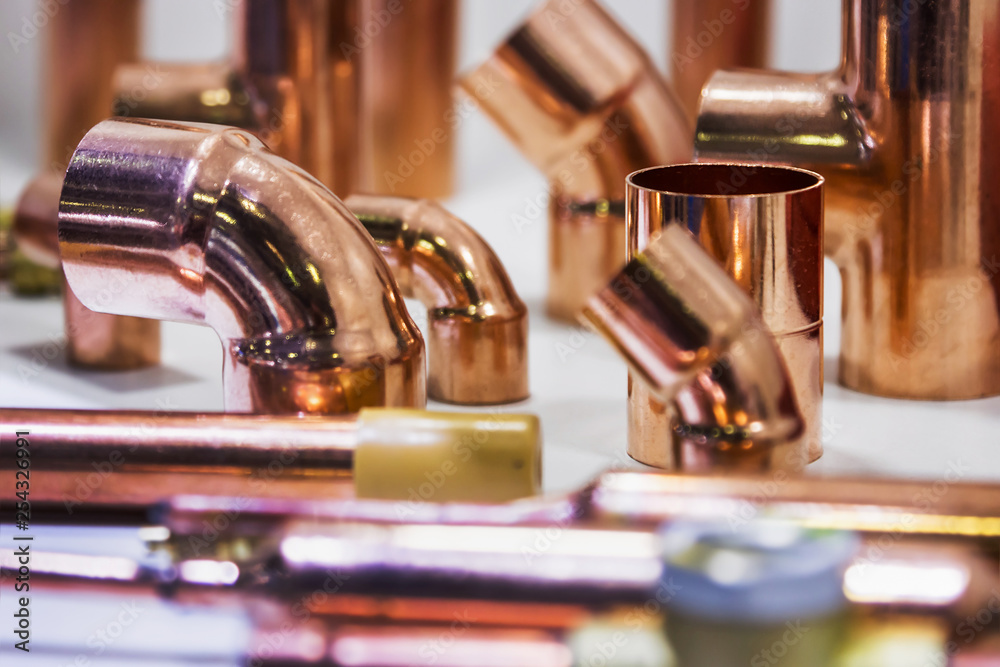 copper pipes of different diameter and sizes and adapters Photos ...