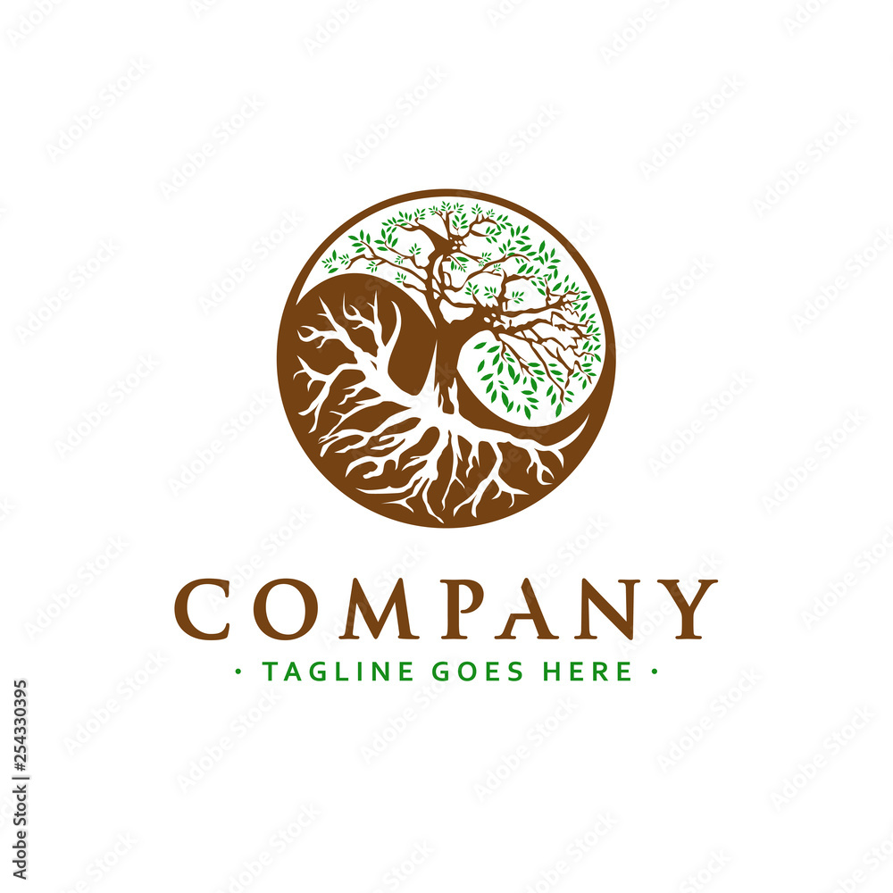 yin and tree logo design Stock Vector | Adobe Stock