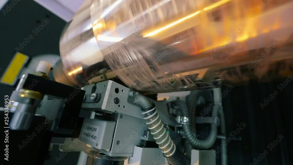 Printed shaft. Cylindrical press for wallpaper printing. The mechanism ...