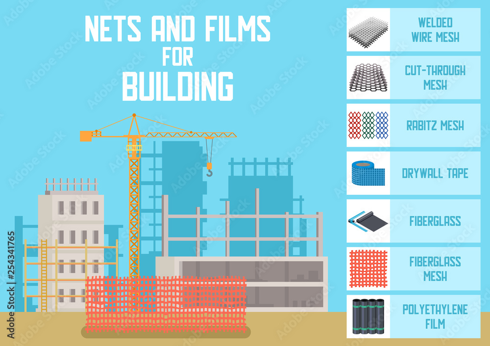 Building Nets, Meshes and Films Flat Vector Banner Stock Vector | Adobe ...