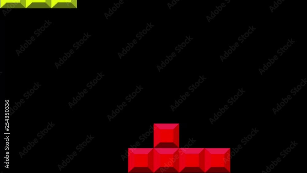 Animation cartoon flat style of colorful tetris bricks going down and ...