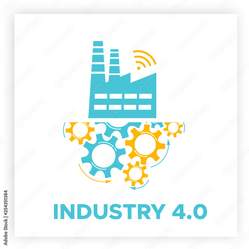 Factory and gears industry 4.0 concept vector illustration ...