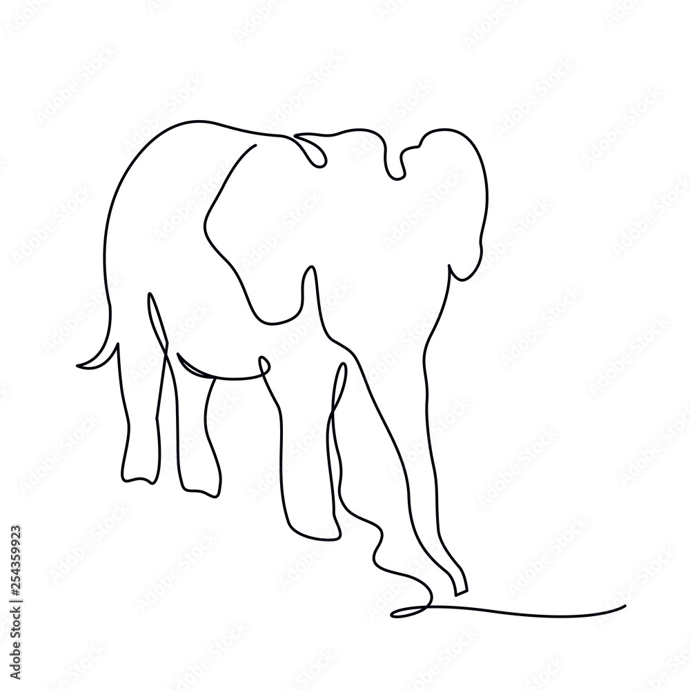 Elephant continuous one line drawings set Stock Vector | Adobe Stock