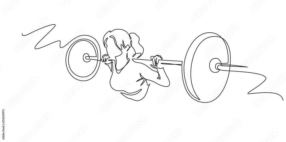 Woman lifting weights continuous one line drawing Stock Vector | Adobe ...