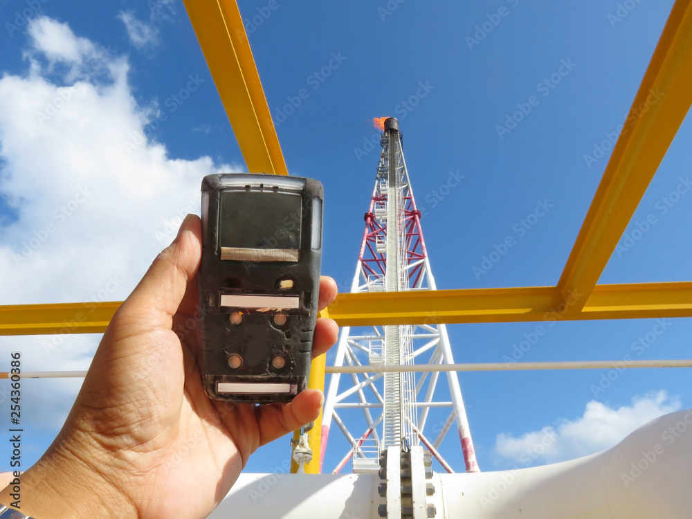 Personal H2S Gas Detector,Check gas leak. Safety concept of safety and ...