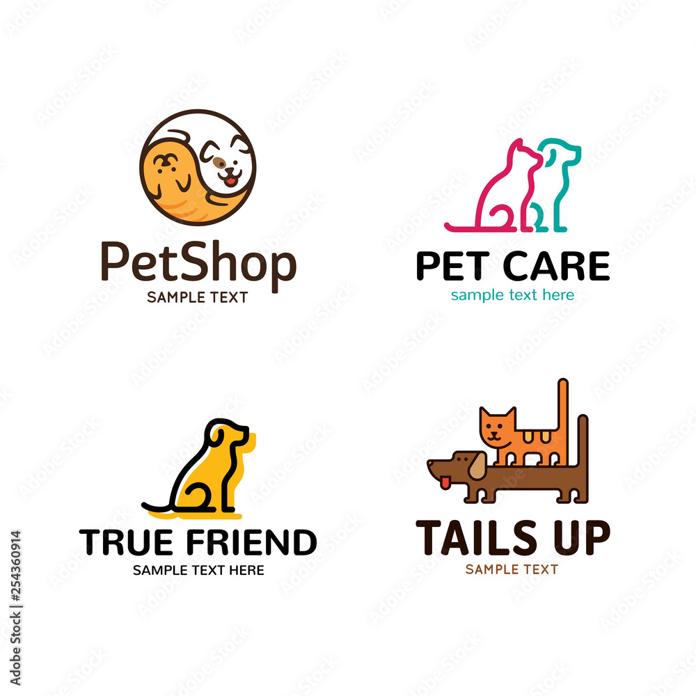 Vector Pet Logo Design Set Stock Vector | Adobe Stock