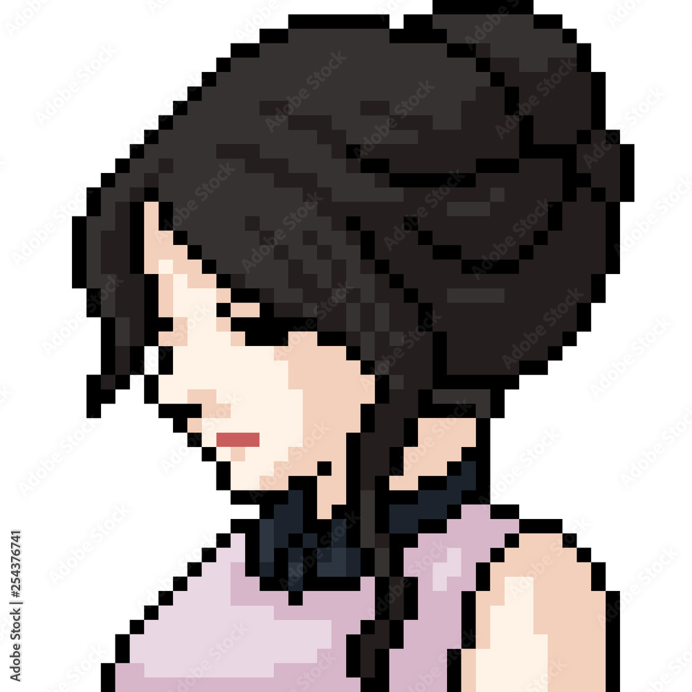 vector pixel art woman protrait Stock Vector | Adobe Stock