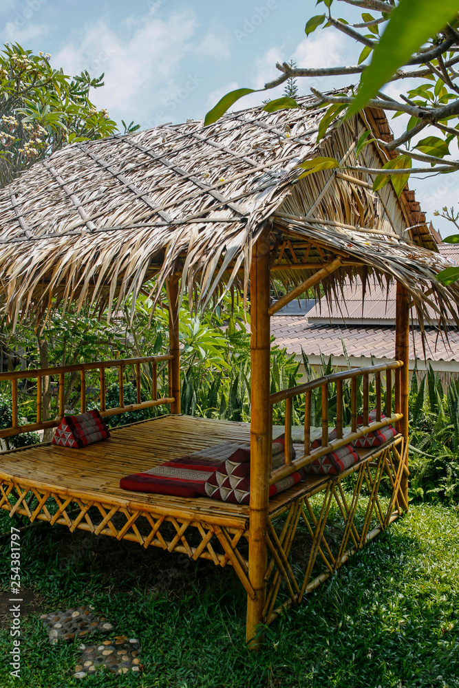bamboo relaxing hut in the garden Stock Photo | Adobe Stock