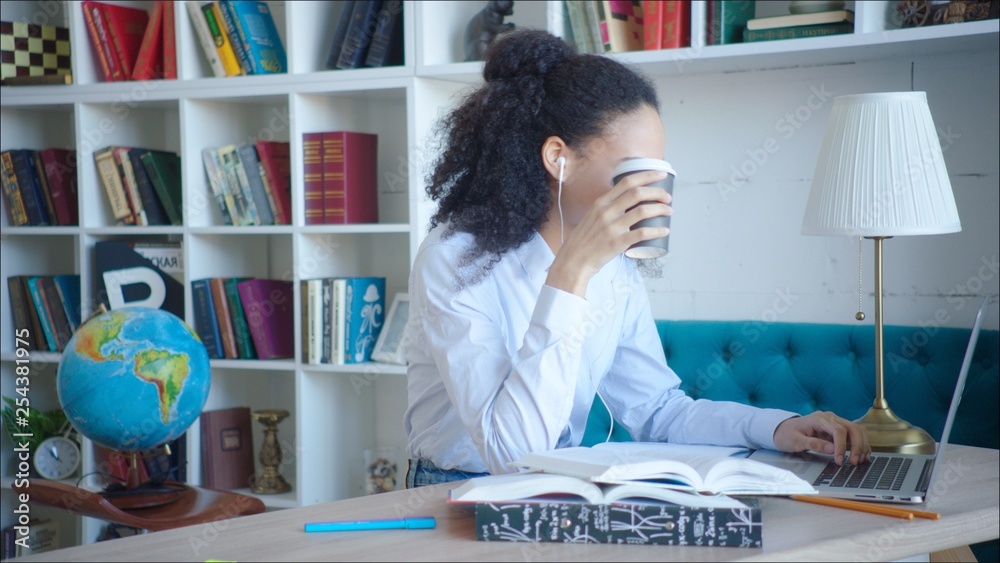No face African american female student reading up for examination at ...
