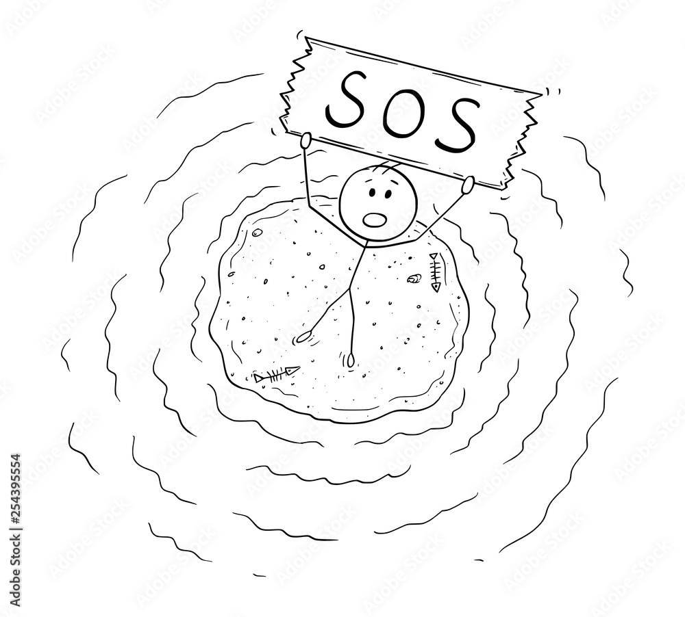 Cartoon stick figure drawing conceptual illustration of aerial view of ...