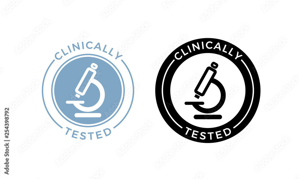 Microscope clinically tested vector icon. Medically approved product ...