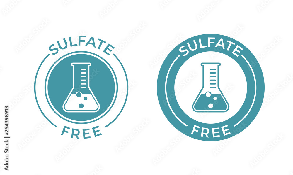 Sulfate free vector icon. Vector chemical test tube seal, sulfate free ...
