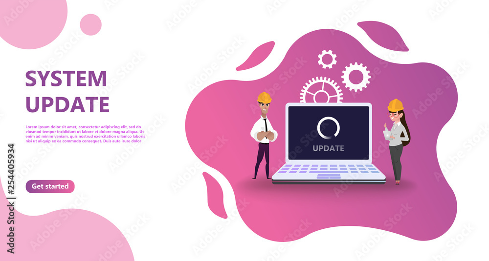 Maintenance update system upgrate concept. Characters design people ...