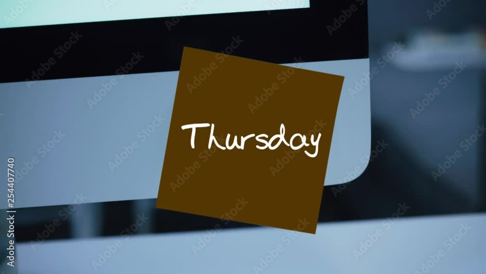 Thursday. Days of the week. The inscription on the sticker on the ...