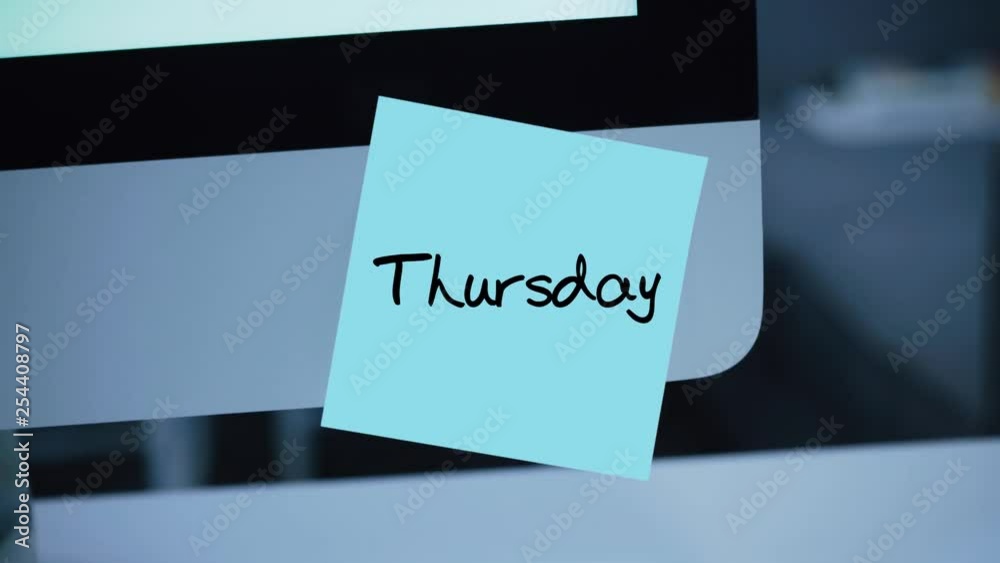 Thursday. Days of the week. The inscription on the sticker on the ...