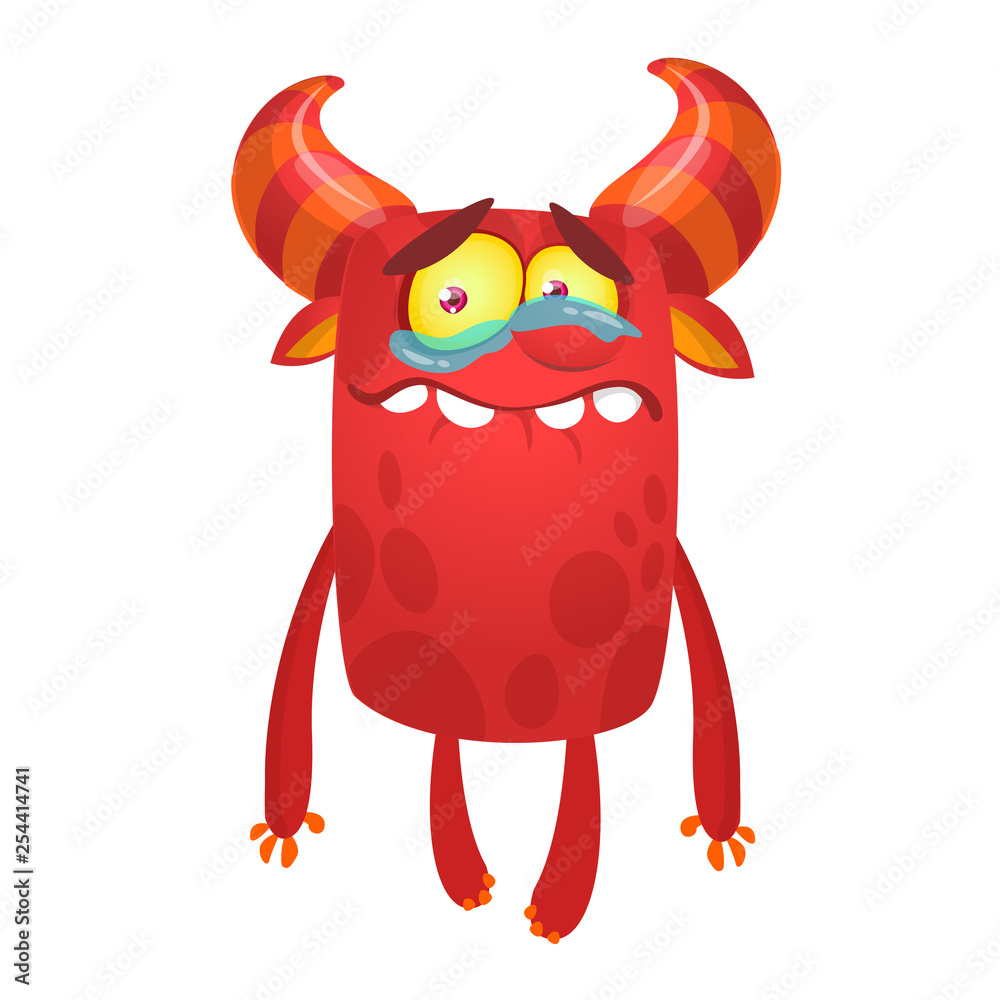 Cartoon crying monster. Vector illustration. Clipart Stock Vector ...