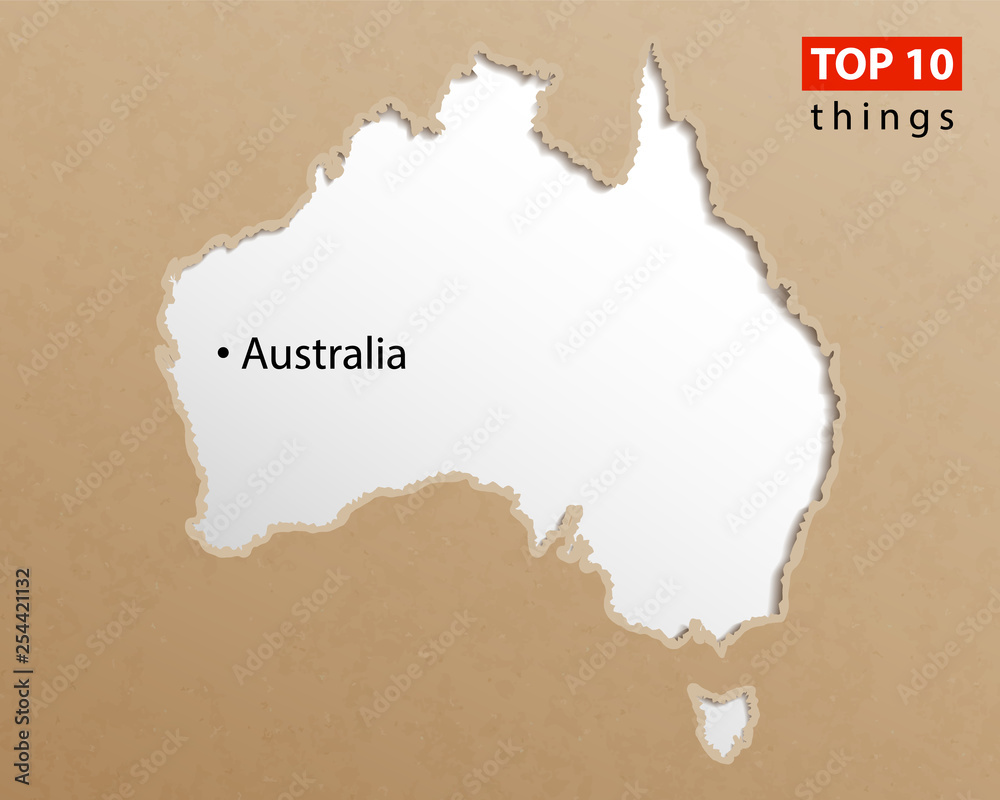 Australia map on craft paper texture. Template for infographics ...